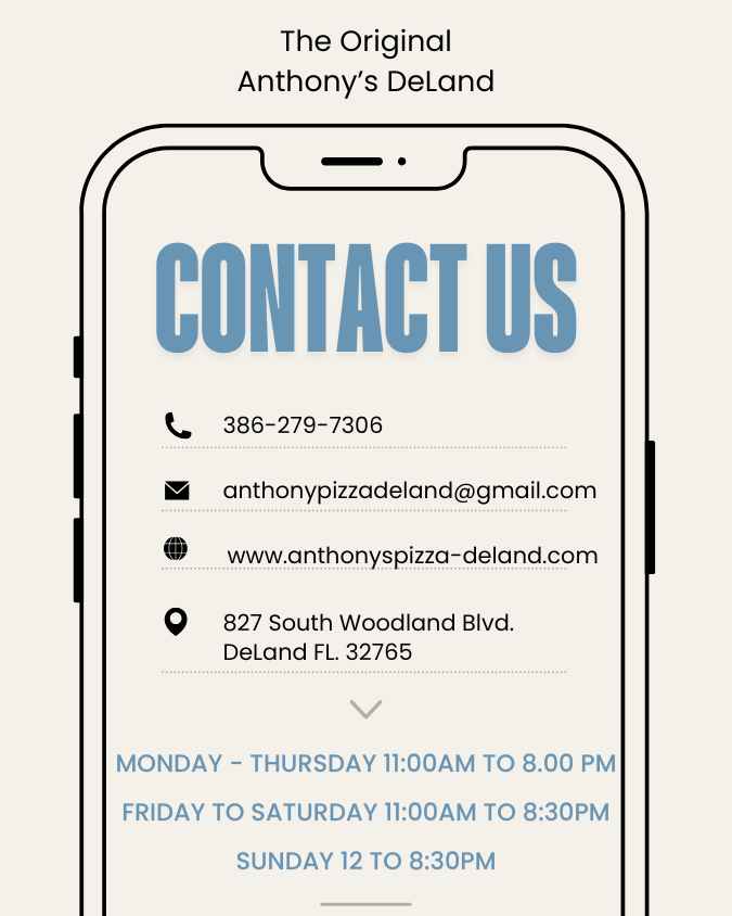 contact us Anthony's Italian restaurant and pizzeria Deland